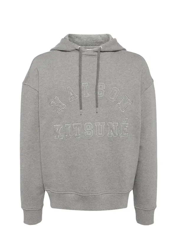 Maison Kitsuné Logo-embroidered Hoodie - Grey