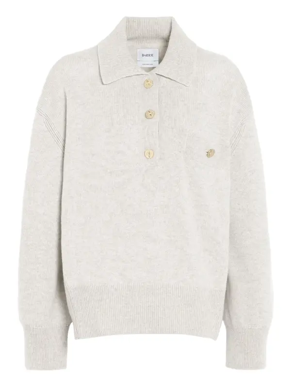 BARRIE Cashmere Polo Sweater - Grey