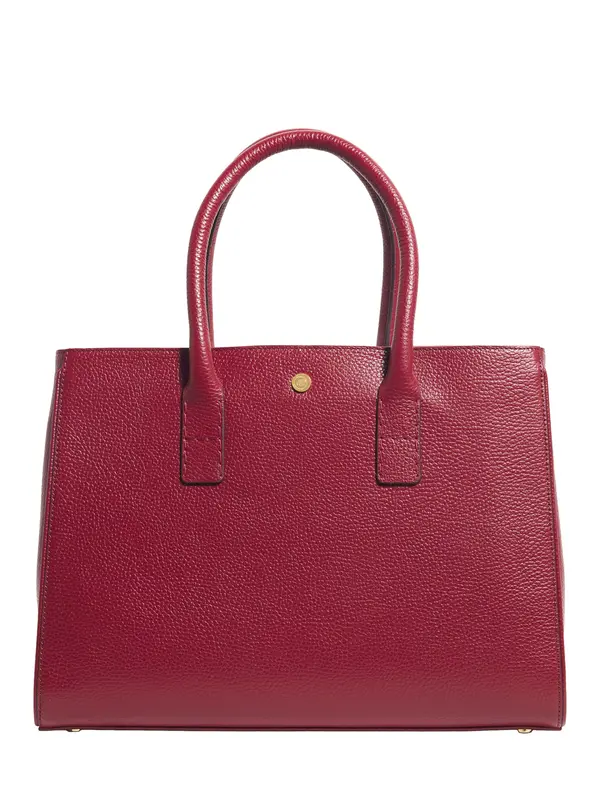 Harrods Pebbled Leather Work Tote Bag - Burgundy
