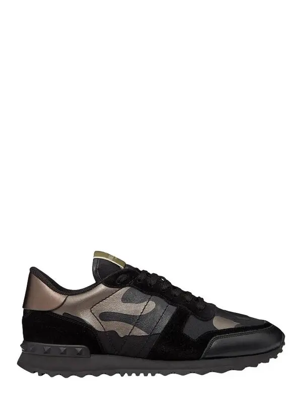 Valentino Garavani Rockrunner Camouflage Noir Metallic Sneakers - Black Multi