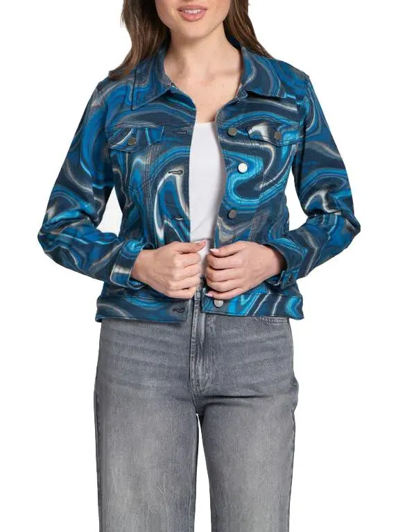 APNY Printed Denim Trucker Jacket - Blue