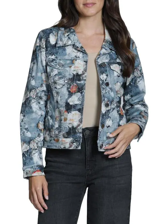 APNY Printed Denim Trucker Jacket - Silver Grey