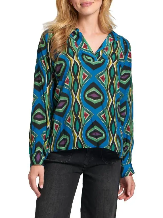 APNY Patterned Long-sleeve Shirt - Blue Green Multi
