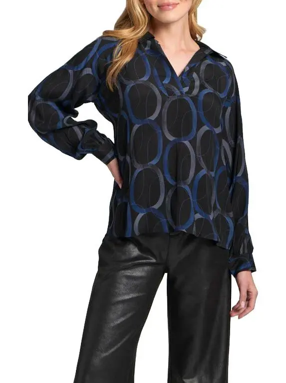 APNY Patterned Long-sleeve Shirt - Sapphire/black Multi