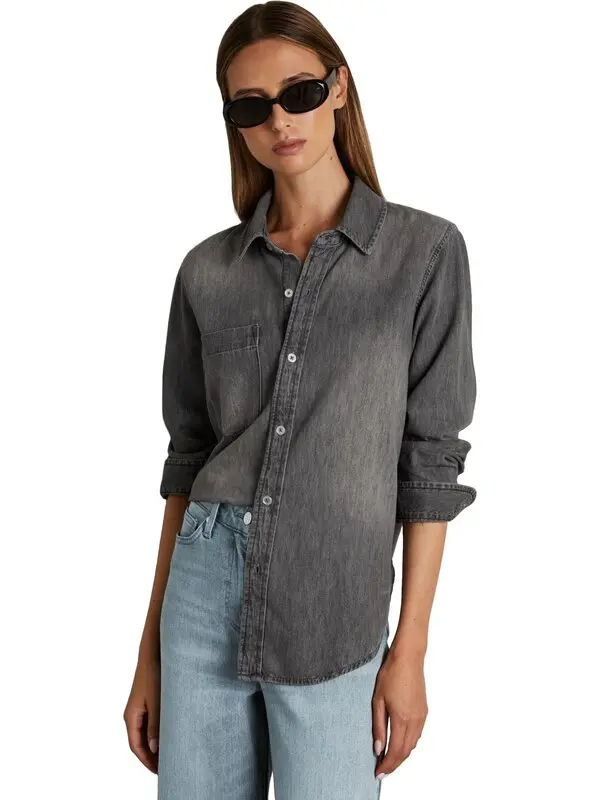 REISS Poppie Relaxed Denim Shirt - Grey