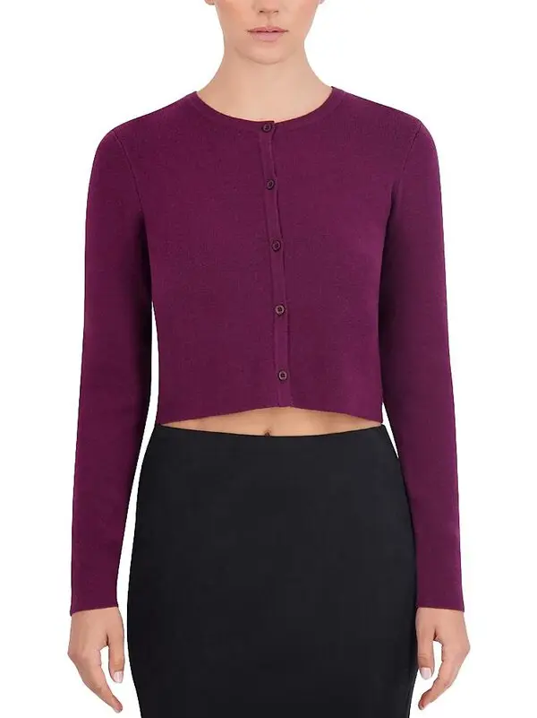 POINT Cropped Crewneck Cardigan - Cabernet