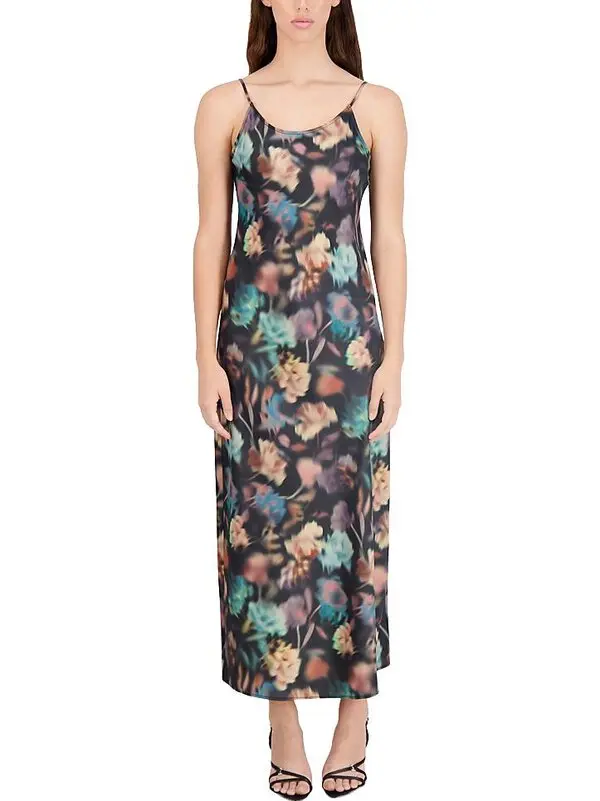 POINT Satin Slip Dress - Blurred Floral