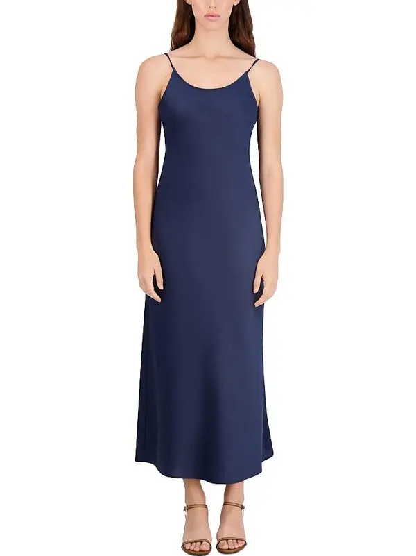 POINT Satin Slip Dress - Navy