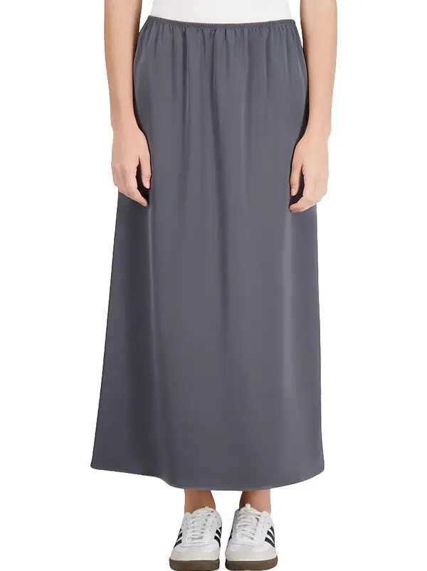 POINT Satin Maxi Skirt - Gunmetal