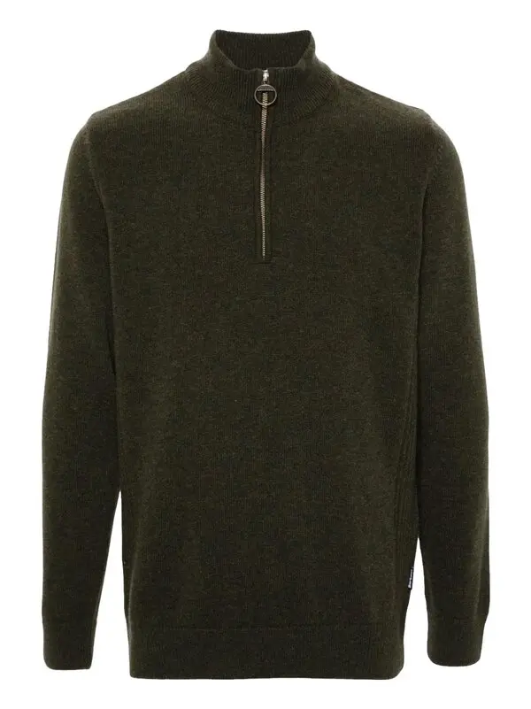 Barbour Tartan-patch Half-zip Sweater - Green