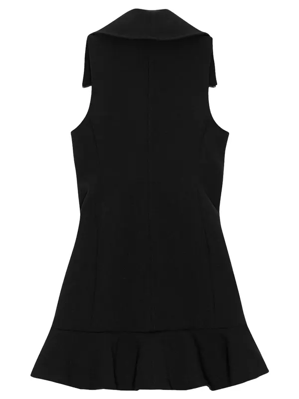 GANNI Zip-up Crepe Mini Dress - Black