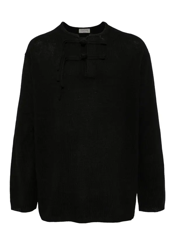 Yohji Yamamoto Button Up Wool Jumper - Black