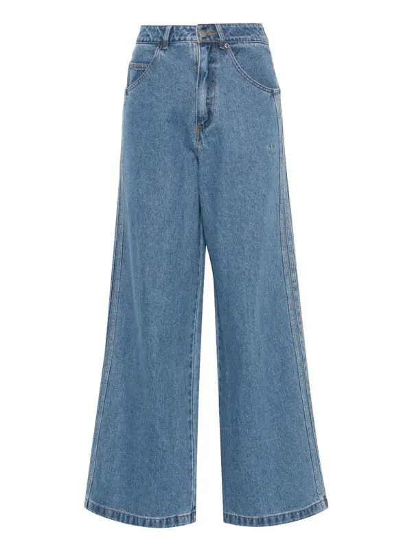 Adidas Wide-leg Full-length Jeans - Blue