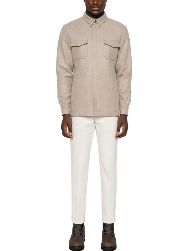 FAY Slim-fit Gabardine Trousers - White
