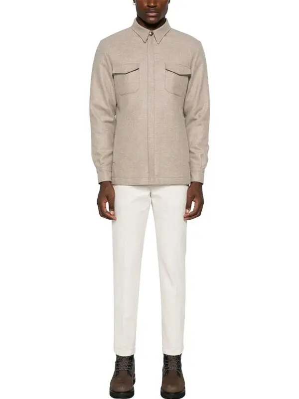 FAY Slim-fit Gabardine Trousers - White