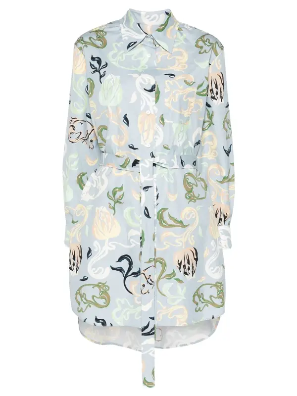 LANVIN Floral-print Mini Dress - Blue
