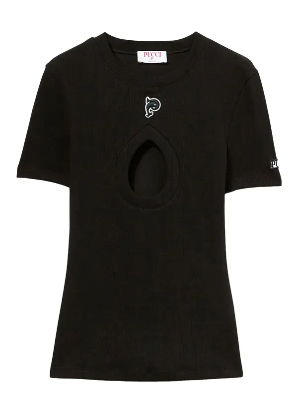 Emilio Pucci Teardrop Cut-out T-shirt - Black