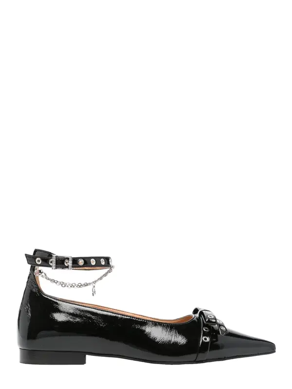 GANNI Bow-detail Ballet Flats - Black