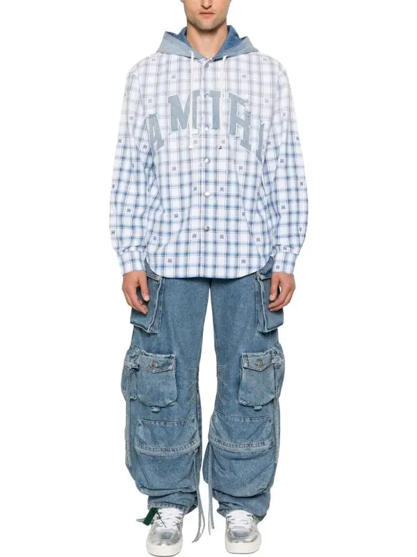 Amiri Logo Patch Flannel Shirt - Blue