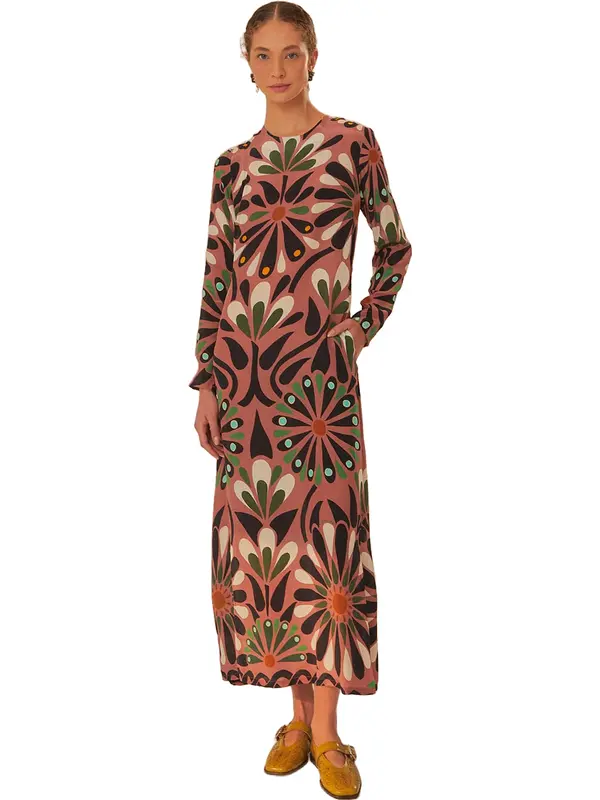 Farm Rio Ainika Flowers Maxi Dress - Ainika Flowers Pink