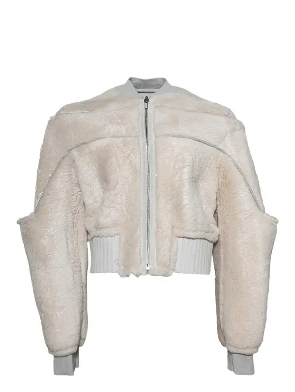 Rick Owens Girdered Cropped Bomber Jacket - Pearl
