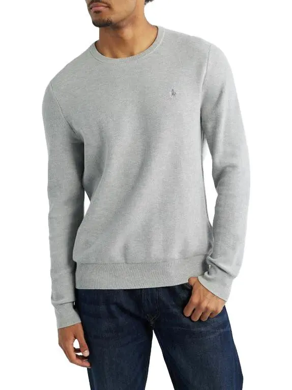Ralph Lauren Textured Cotton Crewneck Sweater - Andover Heather