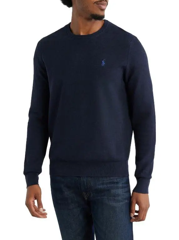 Ralph Lauren Textured Cotton Crewneck Sweater - Navy Htr
