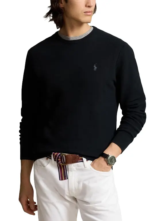 Ralph Lauren Textured Cotton Crewneck Sweater - Polo Black/tonal Pp