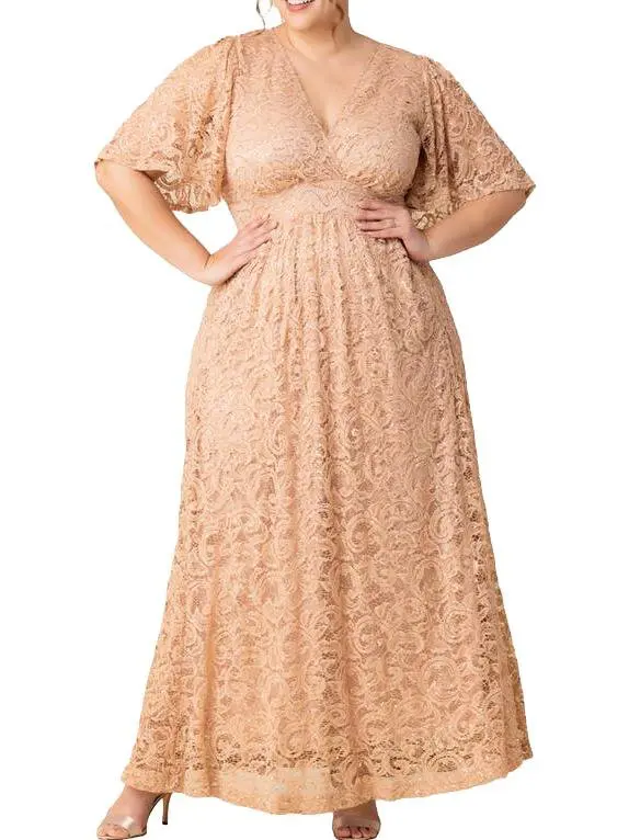 KIYONNA Luminous Sequin Lace A-line Gown - Champagne
