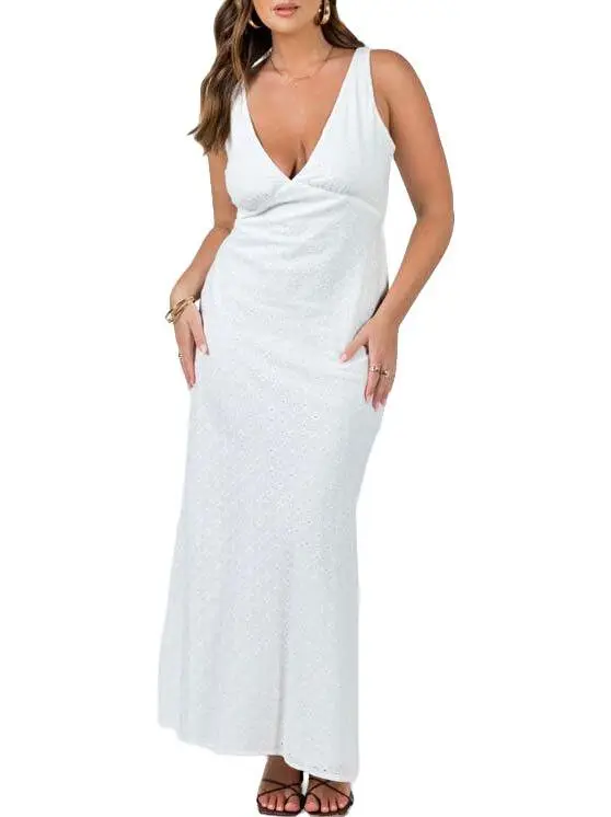 Princess Polly Nellie Cotton Eyelet Maxi Dress - White