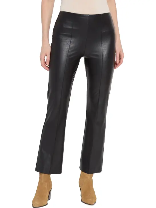 Lyssé Faux Leather Ankle Bootcut Pants - Black