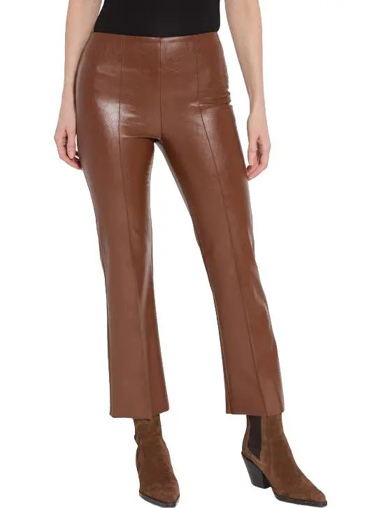 Lyssé Faux Leather Ankle Bootcut Pants - Whiskey