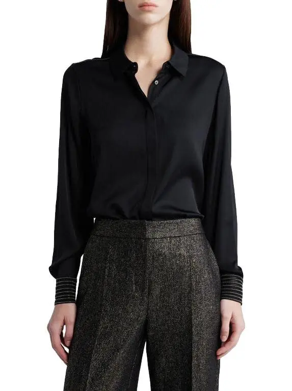 Kobi Halperin Bead-detailed Silk Georgette Shirt - Black