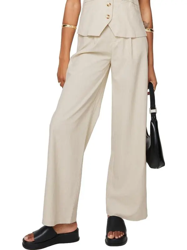 Princess Polly Cassiopeia Vest & Wide Leg Pants Set - Light Beige