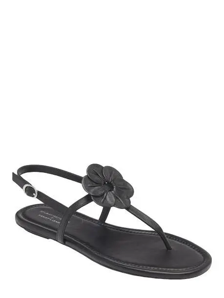STUART WEITZMAN X Sandy Liang T-strap Slingback Sandal - Black Smooth Calf