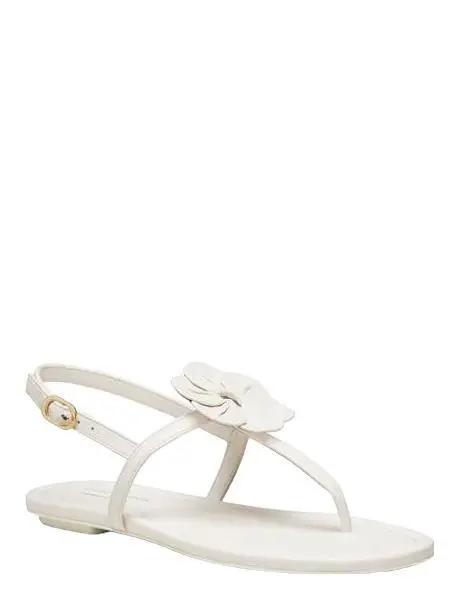 STUART WEITZMAN X Sandy Liang T-strap Slingback Sandal - Cream.