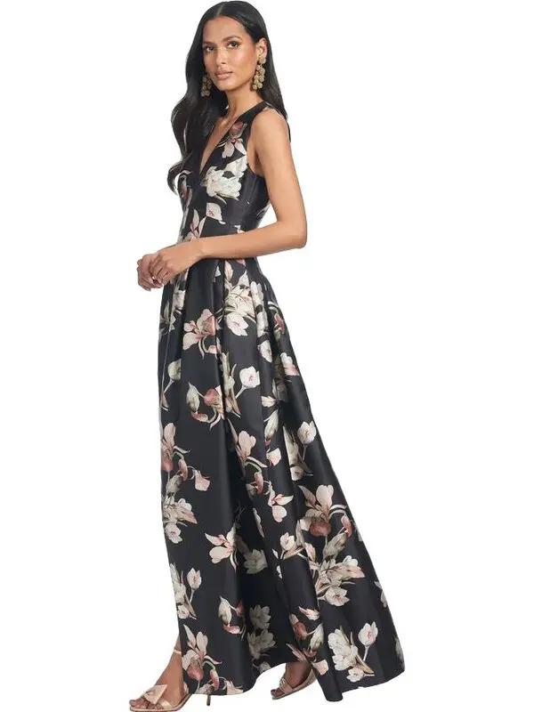 Sachin & Babi Brooke Venetia Petal Gown - Floral / Black