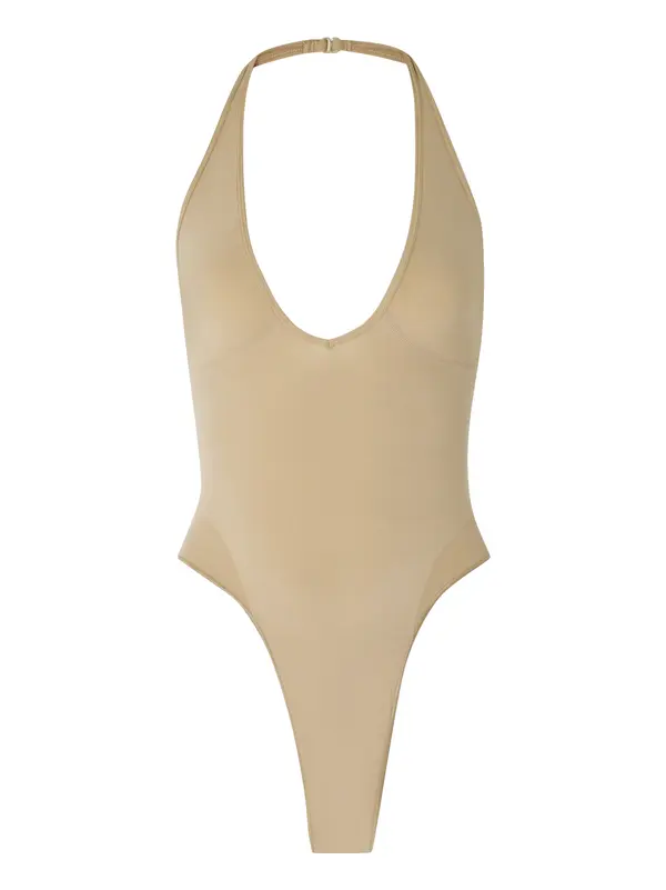 SKIMS Seamless Sculpt Deep Plunge Thong Bodysuit - Neutrals