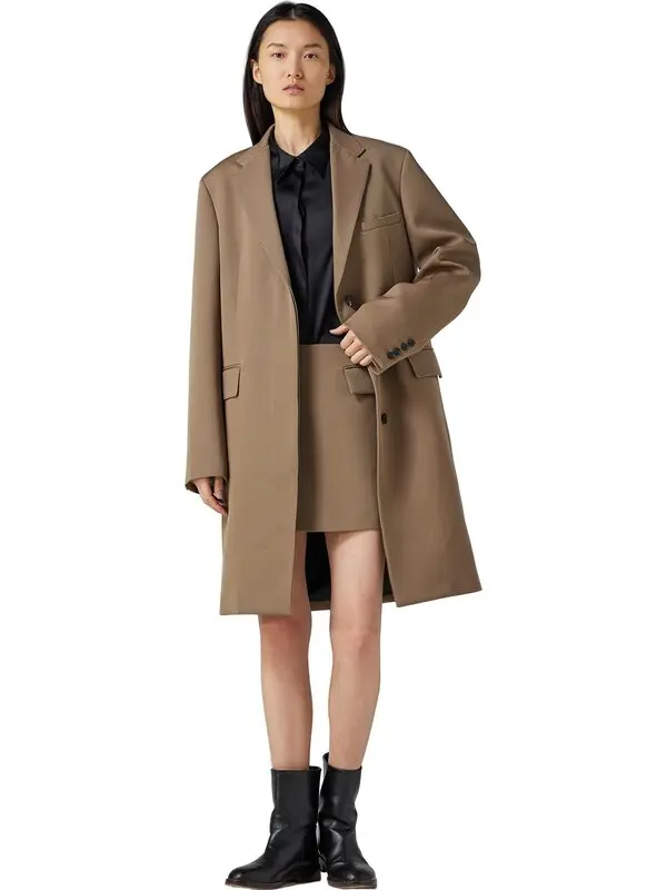 Veronica De Piante Arlo Coat In Wool Twill, Mocha - Beige