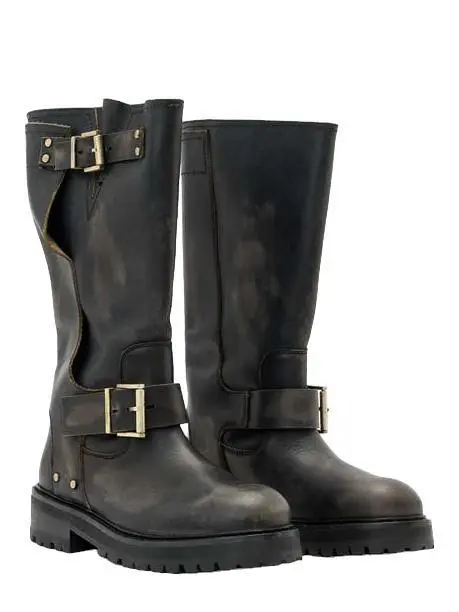 ALLSAINTS Tay Biker Boots - Dark Brown