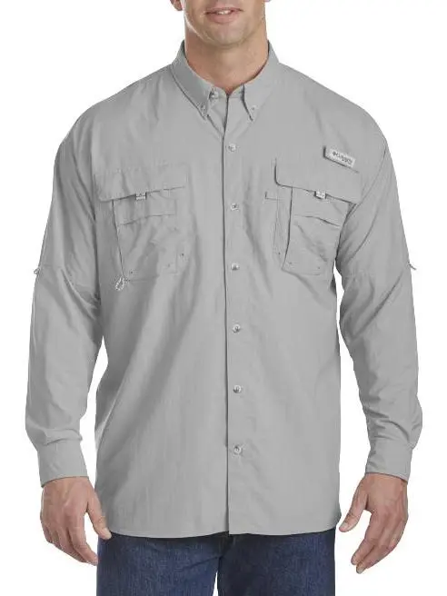Columbia Big & Tall Pfg Bahama Ii Long-sleeve Sport Shirt - Cool Grey