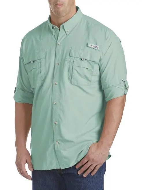 Columbia Big & Tall Pfg Bahama Ii Long-sleeve Sport Shirt - Misty Jade