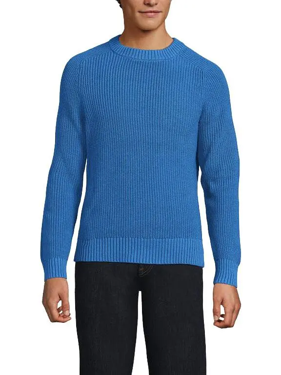 LANDS' END Drifter Cotton Crewneck Sweater - Blue Hyacinth