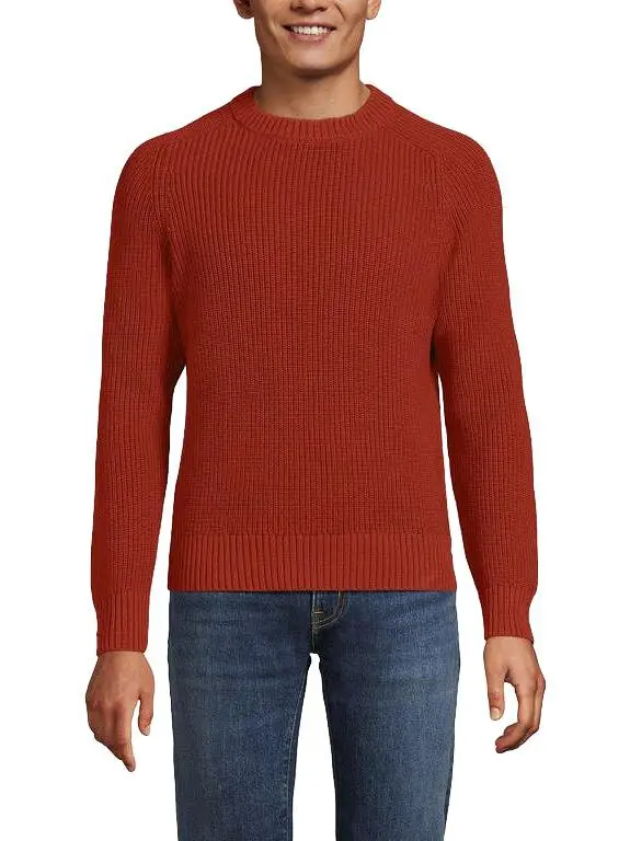 LANDS' END Drifter Cotton Crewneck Sweater - Bourbon