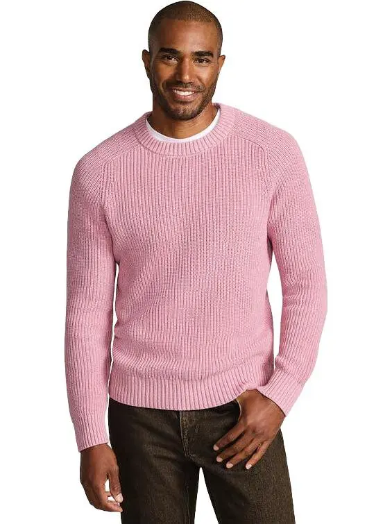 LANDS' END Drifter Cotton Crewneck Sweater - Washed Cranberry Heather