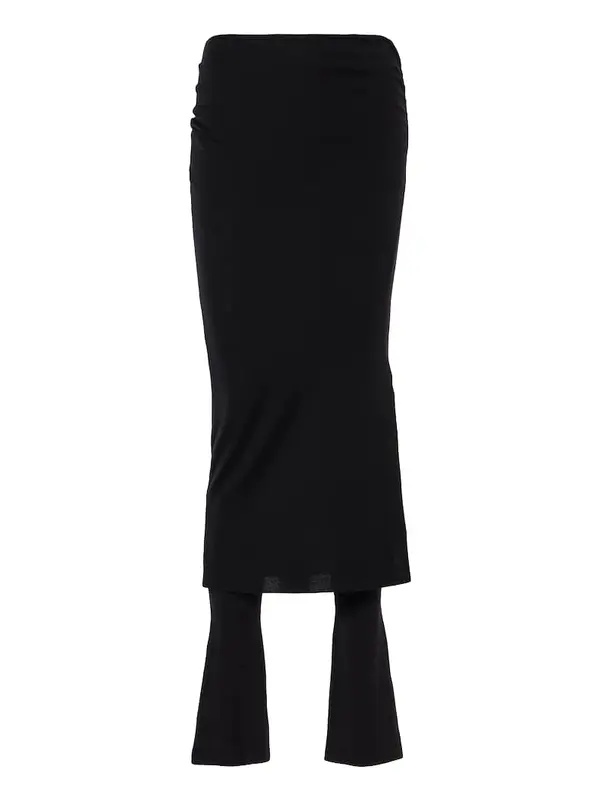 Alaïa Ruched Wool-blend Skirt Pants - Black