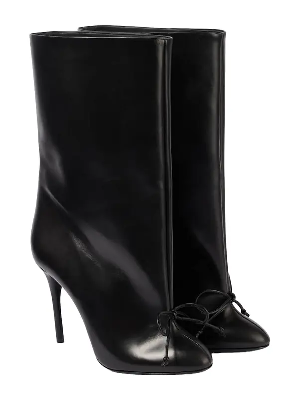 Alaïa 90 Bow-detail Leather Ankle Boots - Black