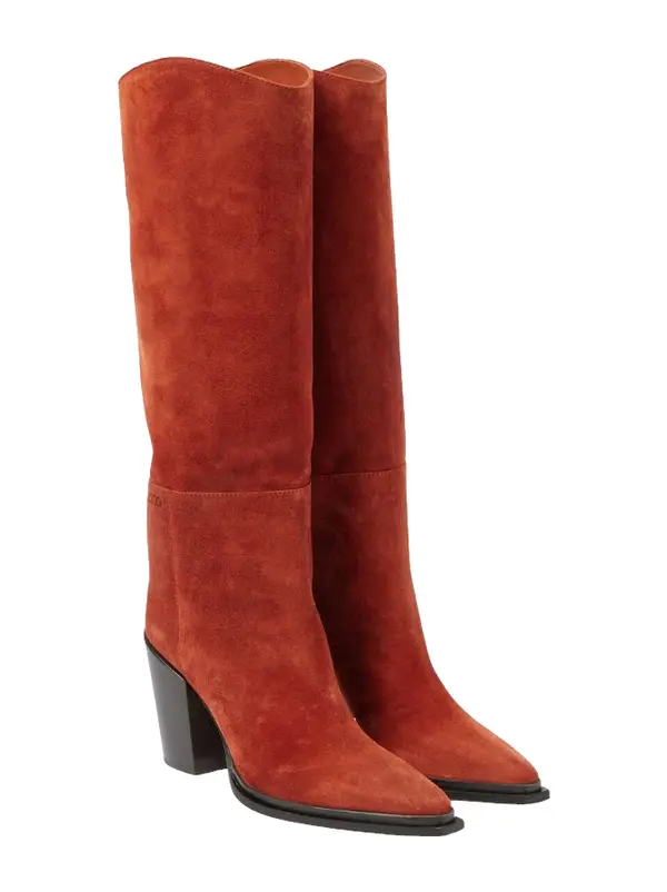 JIMMY CHOO Cece 80 Suede Knee-high Boots - Red