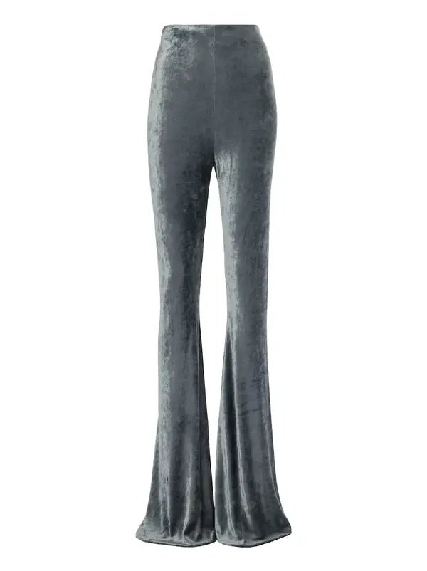 Rick Owens High-rise Velvet Flared Pants - Blue