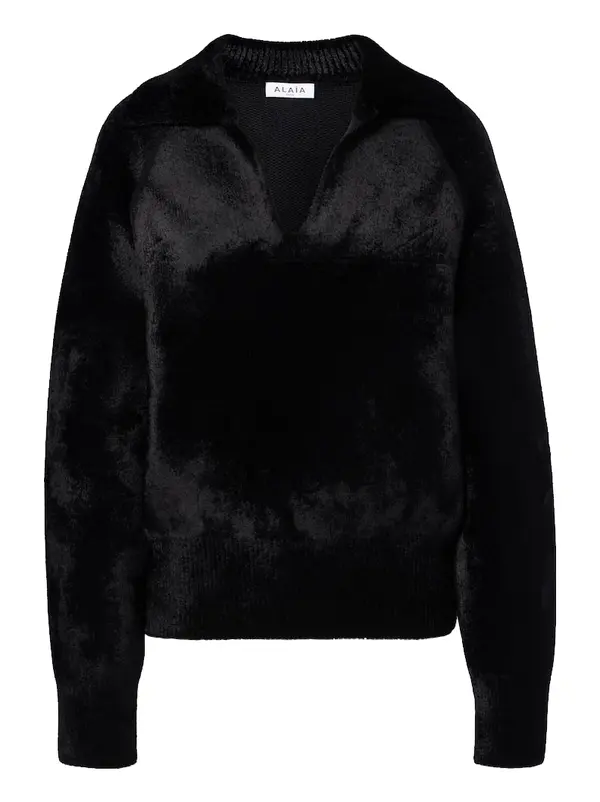 Alaïa Wool-blend Polo Sweater - Black
